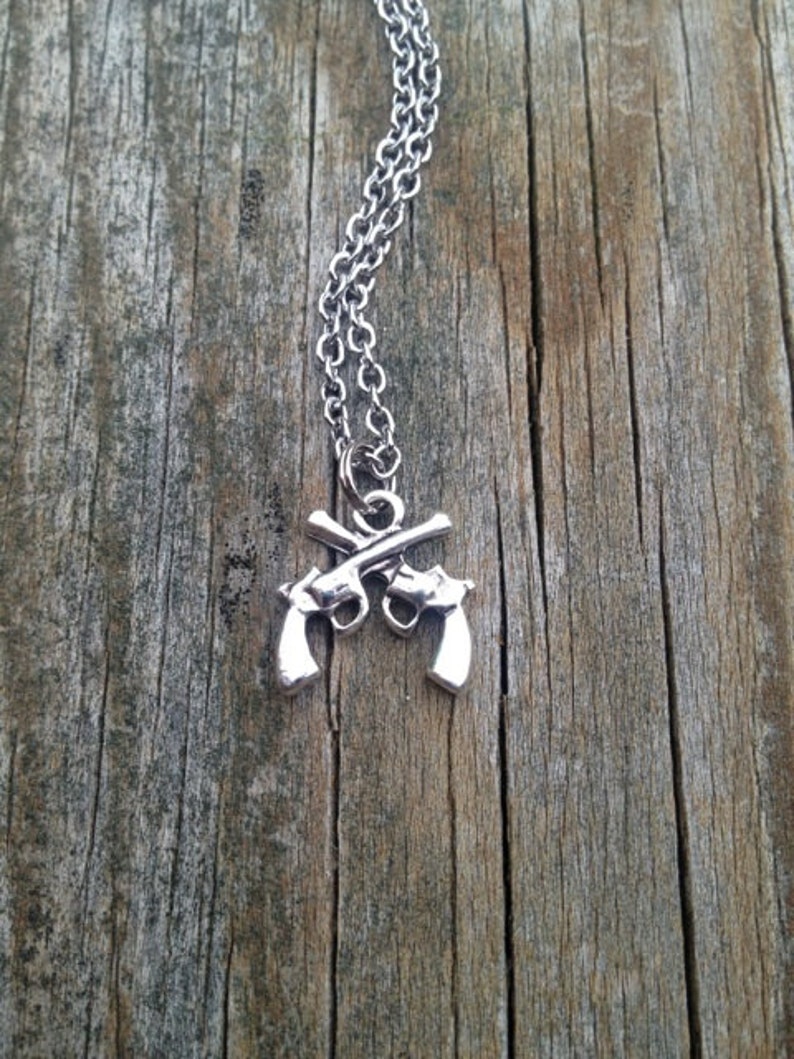 Crossed Pistol Necklace Double Gun Necklace Revolver Necklace - Etsy