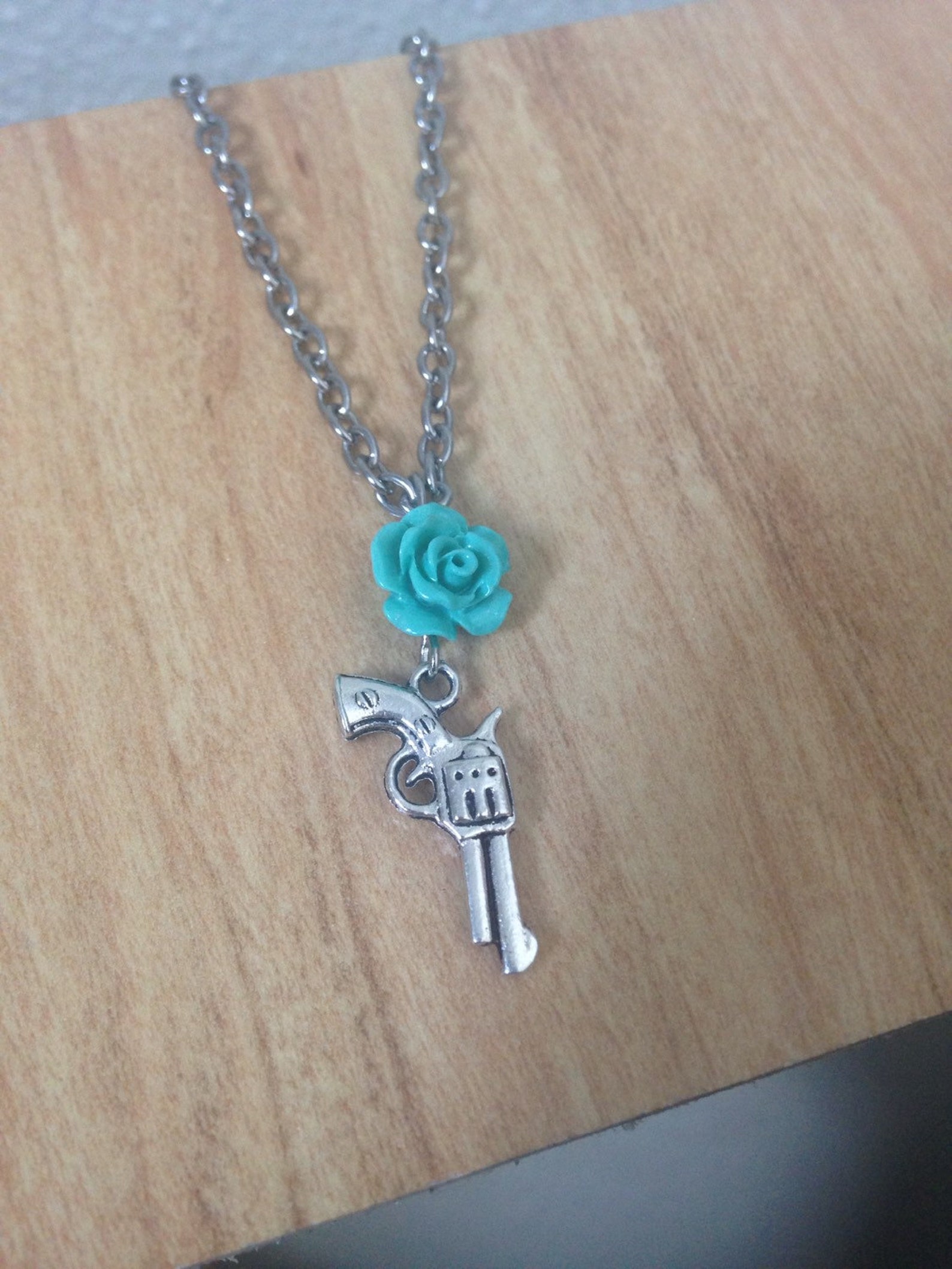 Pistol Necklace Rose Gun Rose Gun With Rose Country Necklace Guns Roses ...