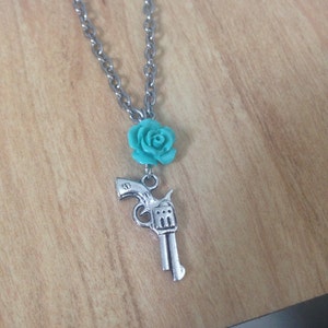 Pistol Necklace Rose Gun Rose Gun With Rose Country Necklace - Etsy
