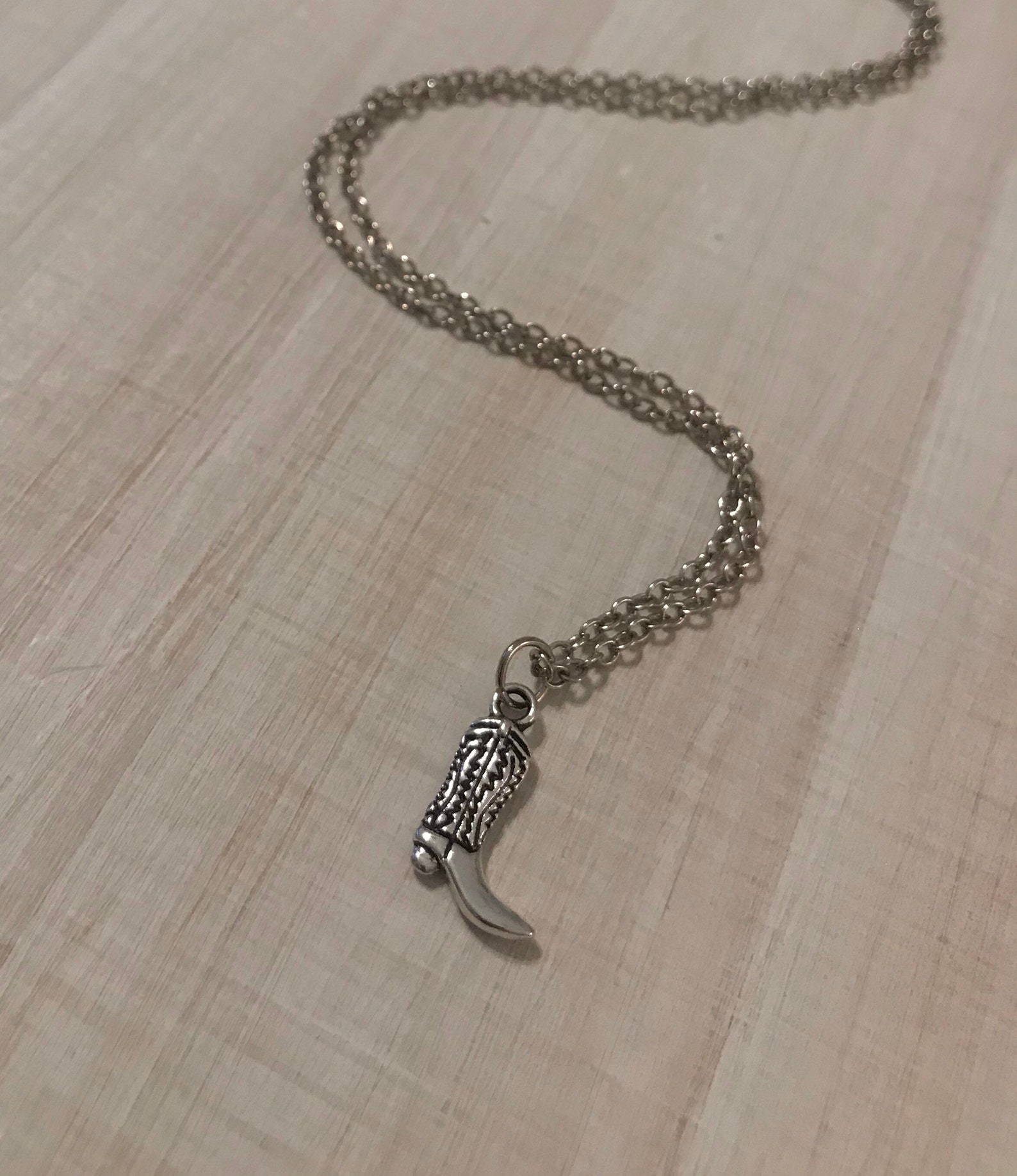 Cowboy Boot Necklace Boot Cowgirl Boot Silver Boot Necklace | Etsy