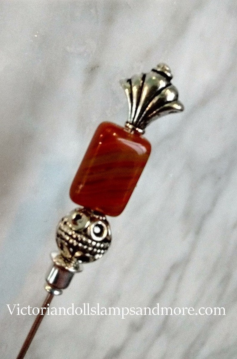 Lapel Pin 3 Inch Czech Glass Rectangle Red Brown Bead and - Etsy