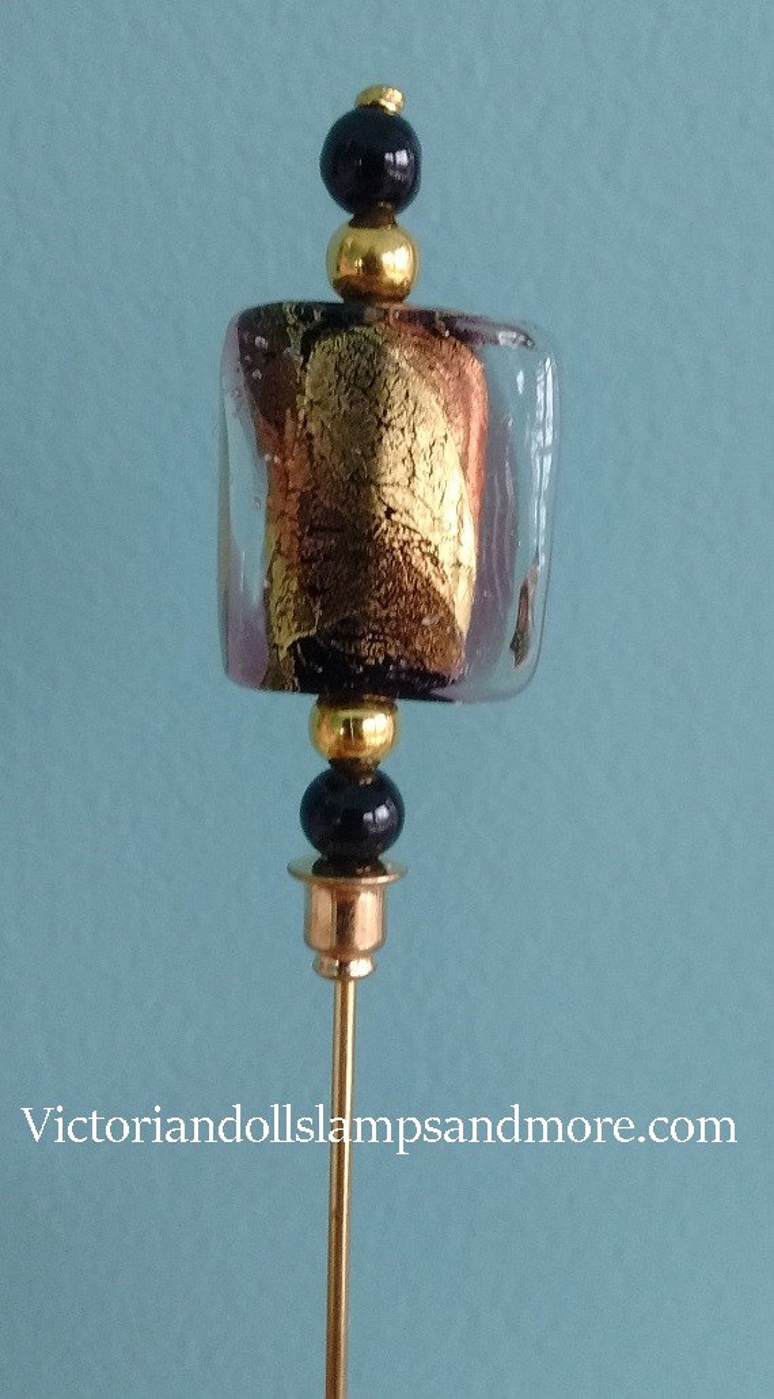 Lapel Pin 3 Inch Lampwork Glass Bead in Gold With Gold Like - Etsy