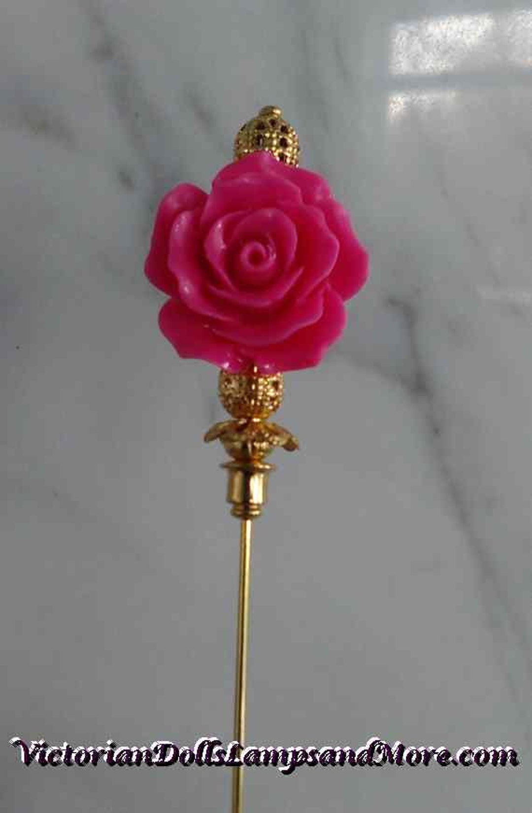 Lapel Pin for Mother Day 3 Inch Corsage Pin With Pink Flower With Gold ...