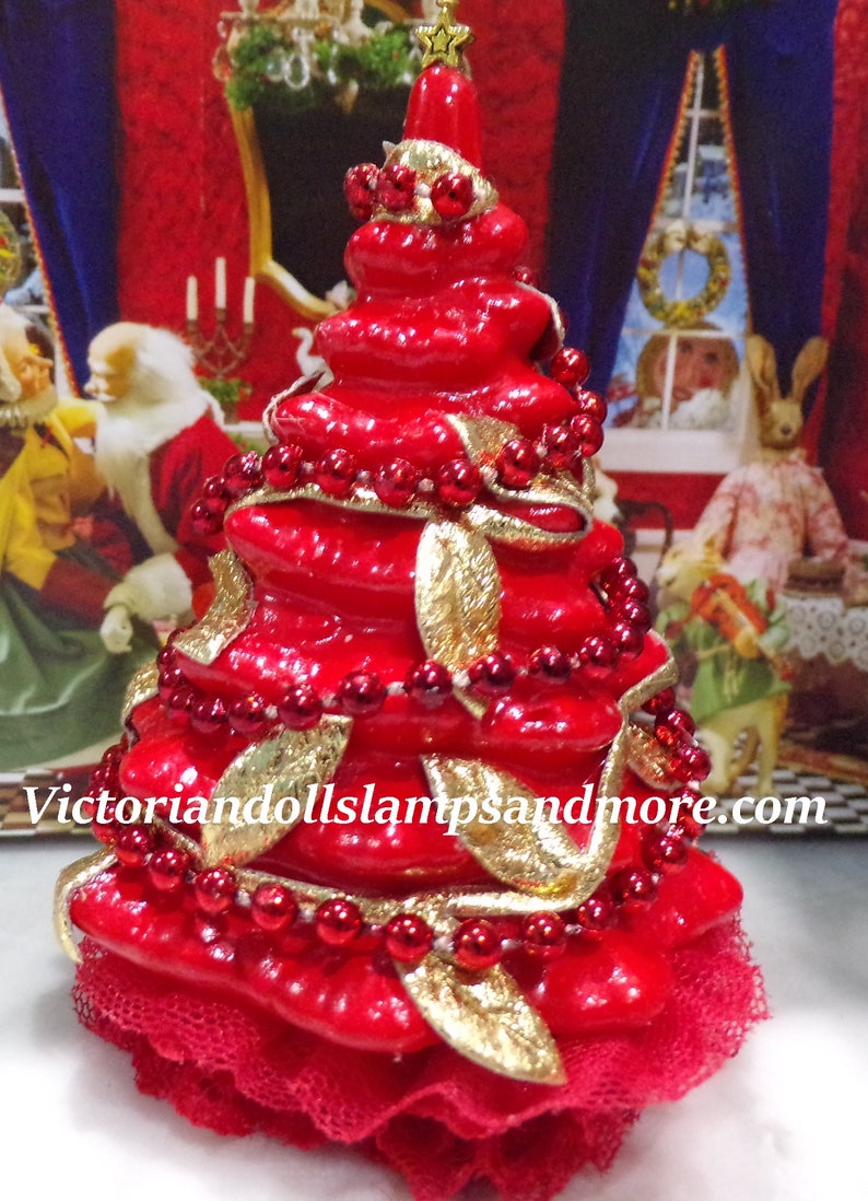 Miniature Red Christmas Tree With Gold Like Star on Top and - Etsy