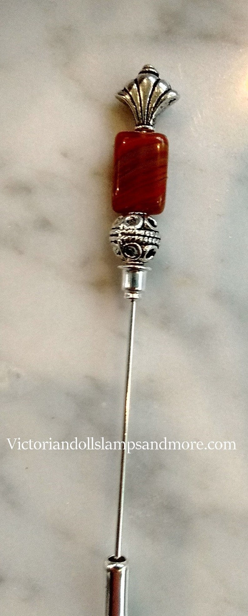 Lapel Pin 3 Inch Czech Glass Rectangle Red Brown Bead and - Etsy