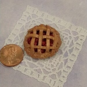 Miniature Cherry Clay Pie With White Vinyl Doily - Etsy