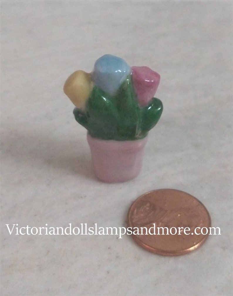 Miniature Spring Porcelain Flowers and Pink Pot - Etsy