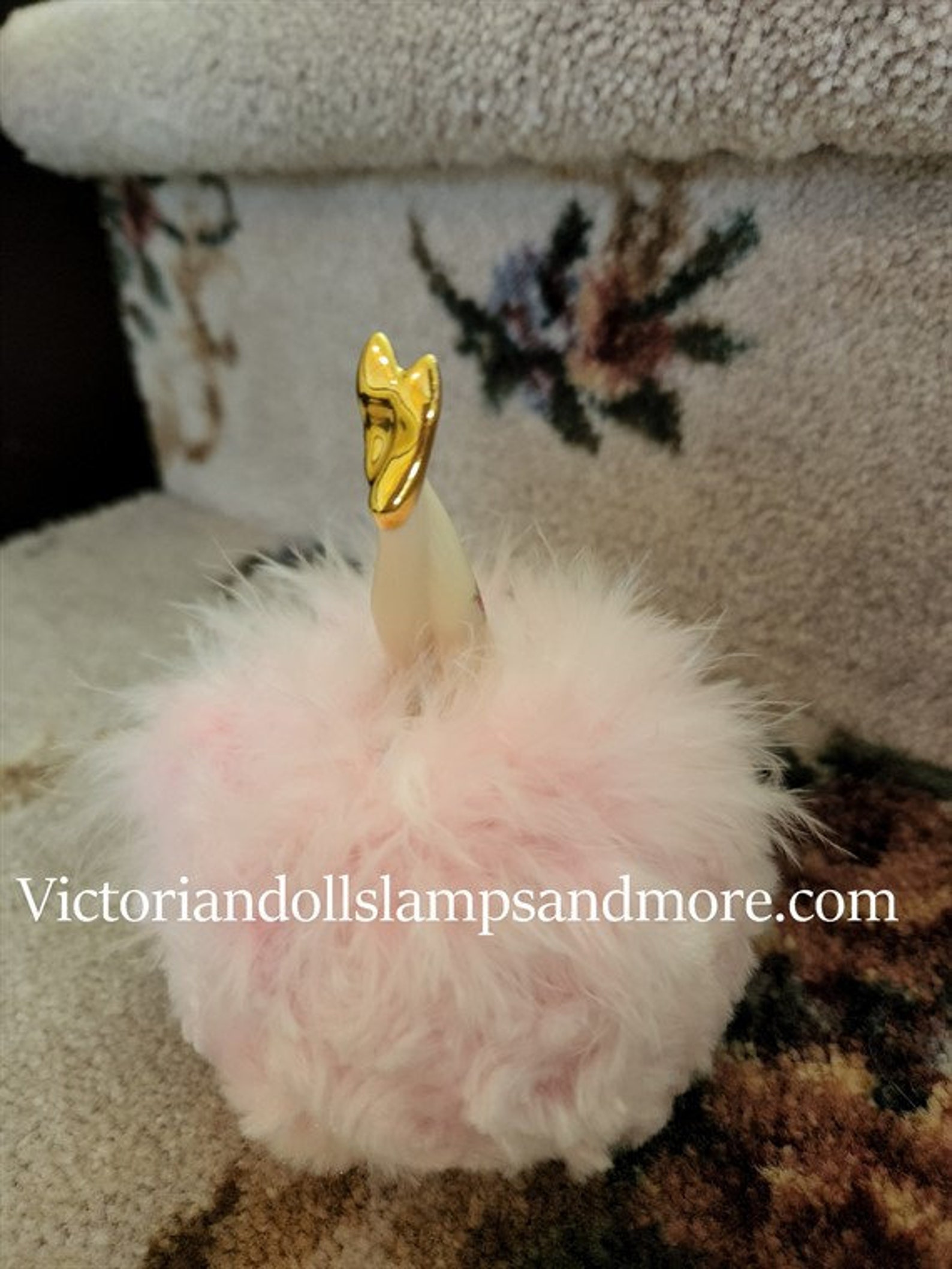 Powder Puff Pink With Porcelain Legs With Pink Rose Decal Gold - Etsy