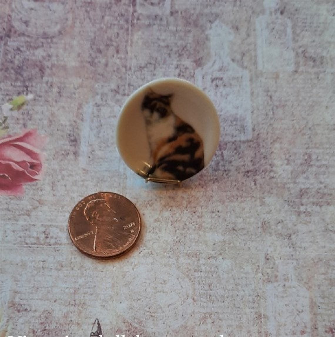 Miniature Calico Cat Plate With Holder for Your Doll House - Etsy