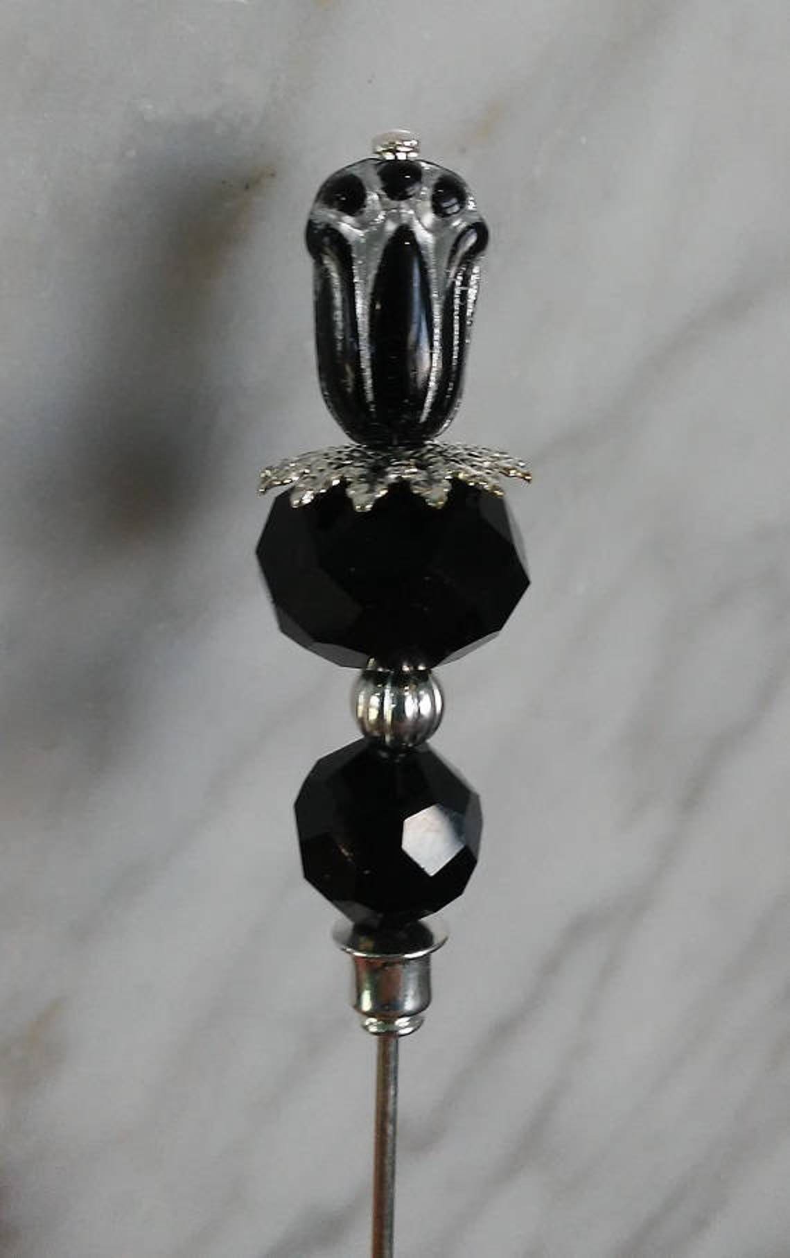 Hat Pin 3 Inch or Lapel Pin Silver Color Stick With Tulip Bead - Etsy