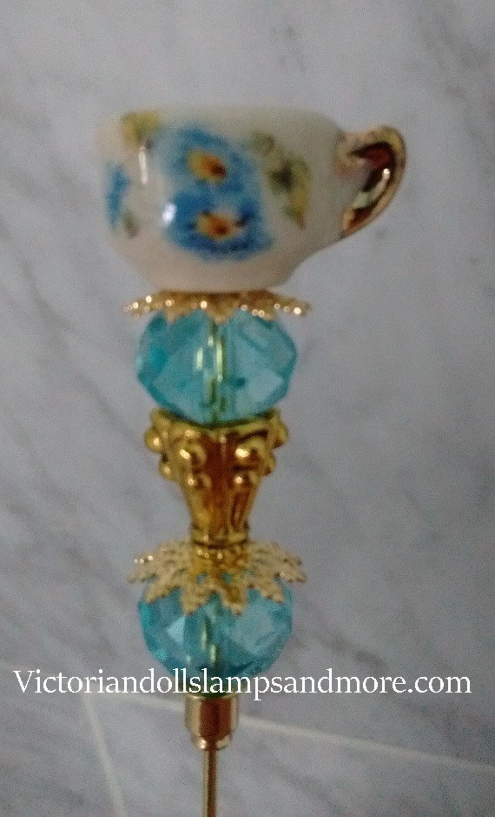 Tea Cup Hat Pin Porcelain or Lapel Pin 3 Inches Gold Like With - Etsy