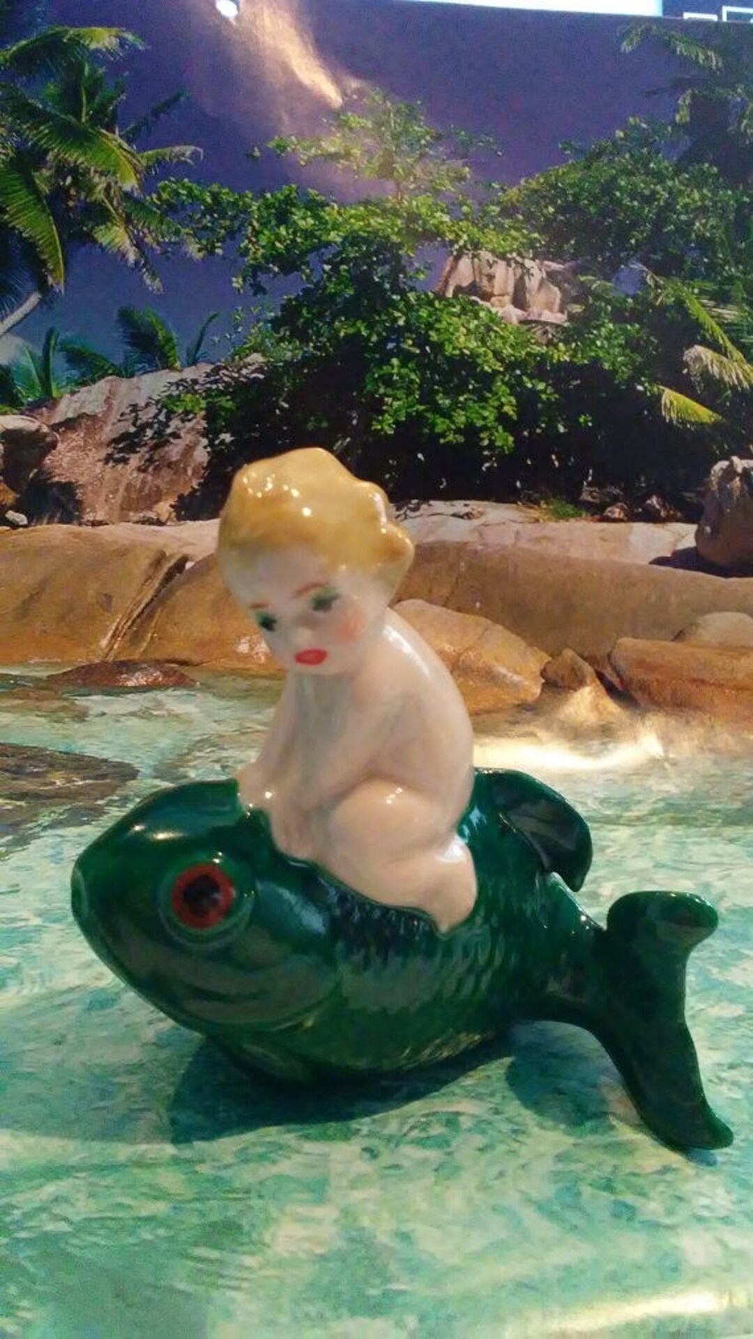 Baby Riding on a Green Fish - Etsy