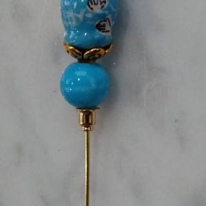 Lapel Pin or Hat Pin 3 Inch Gold Like With a Tiny Blue Russian Nesting ...