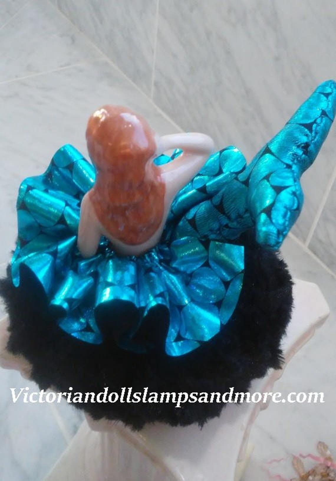 Powder Puff Porcelain NEW Mermaid in Turquoise With Tail and - Etsy