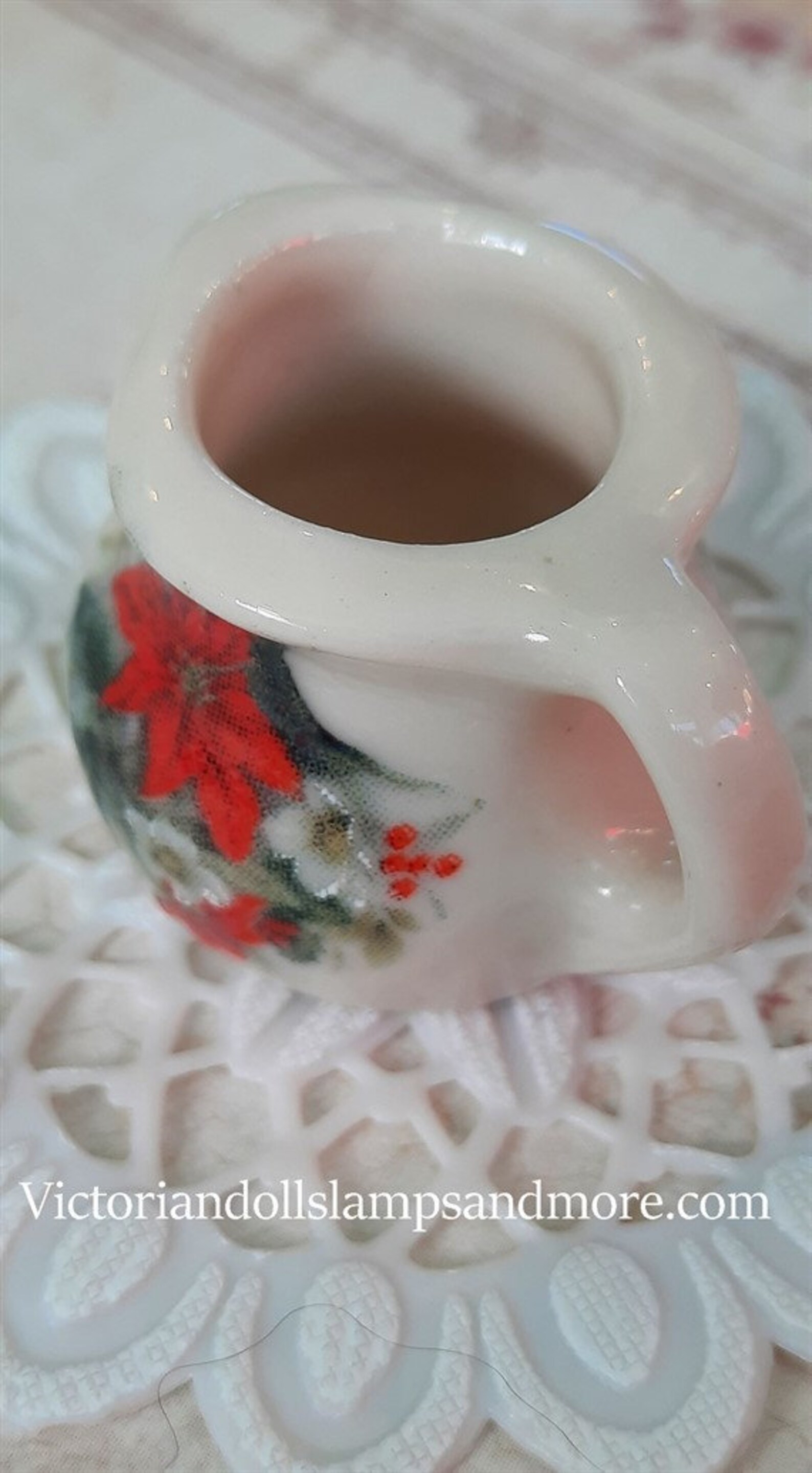 Miniature White Porcelain Pitcher With Poinsettia Decal on - Etsy