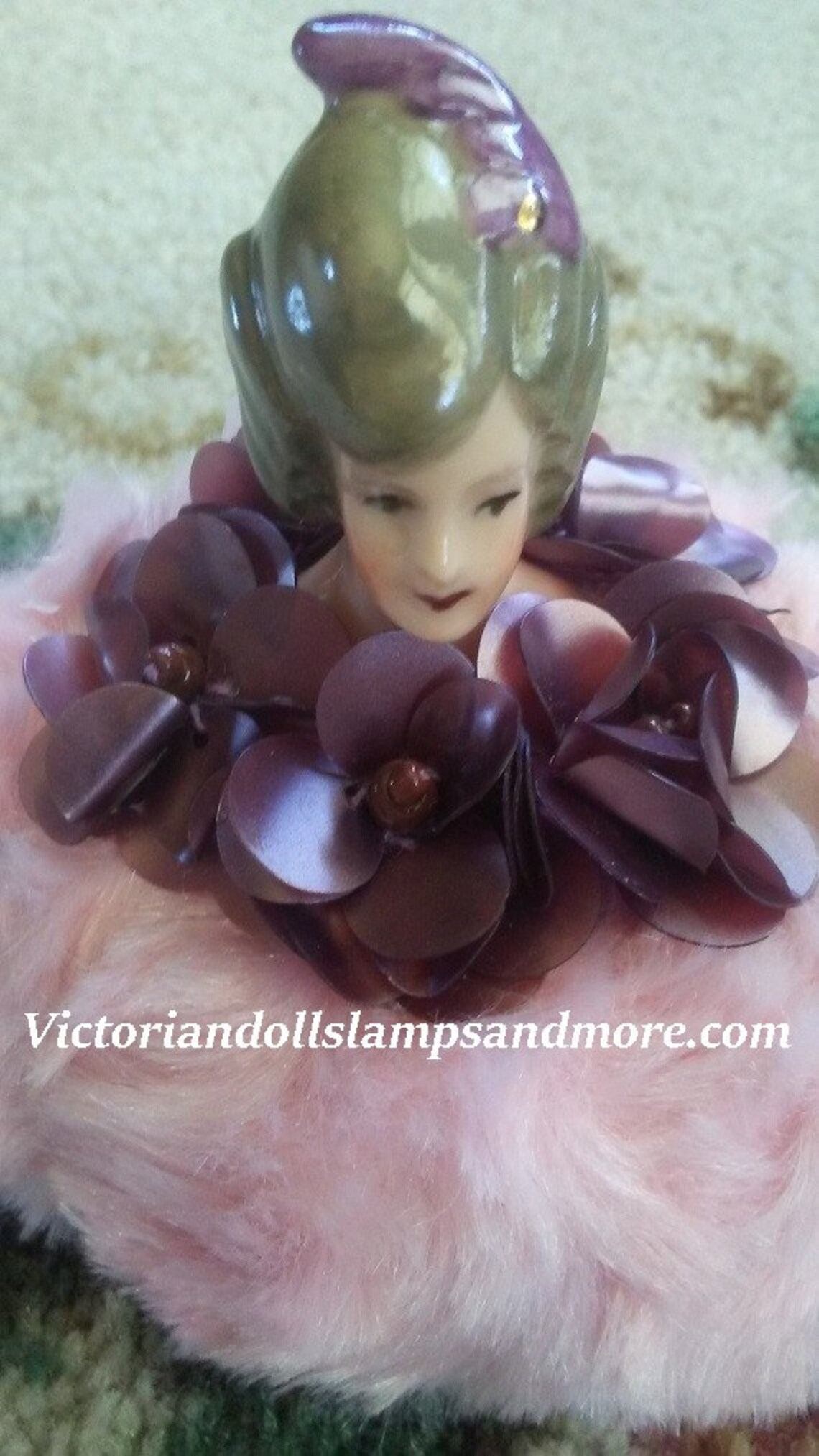 Powder Puff Pink NEW Tiny With Porcelain Lovely Doll Head and Acrylic ...