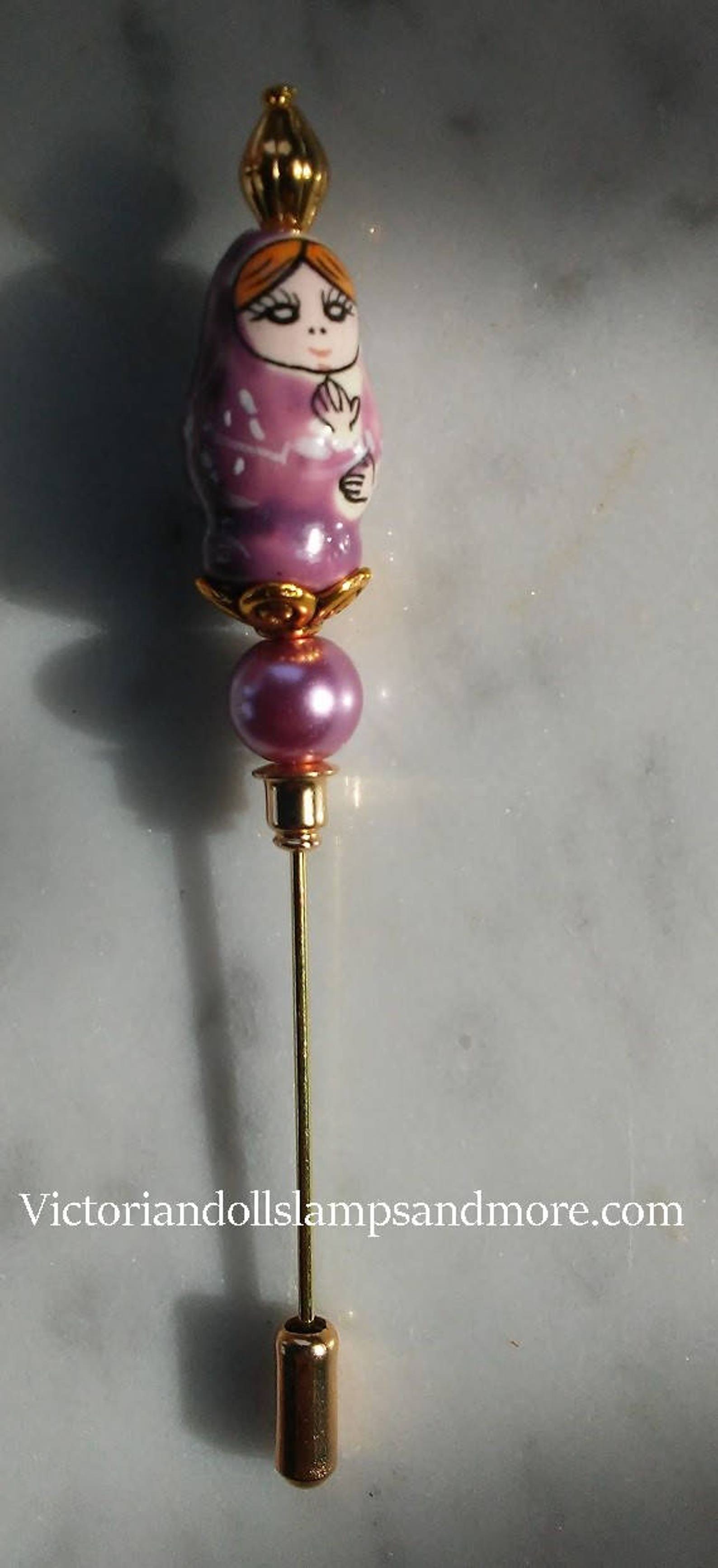 Lapel Pin or Hat Pin 3 Inch Gold Like With a Tiny Purple Russian ...