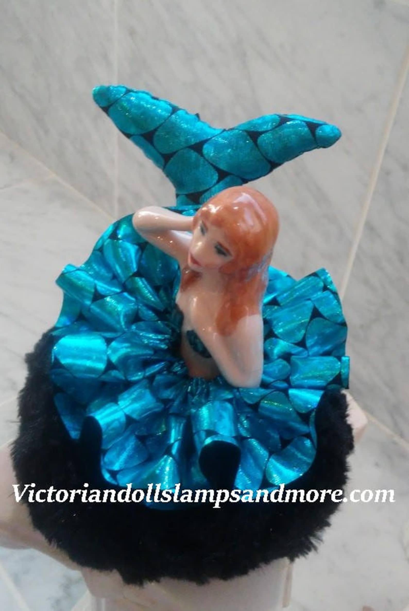 Powder Puff Porcelain NEW Mermaid in Turquoise With Tail and - Etsy