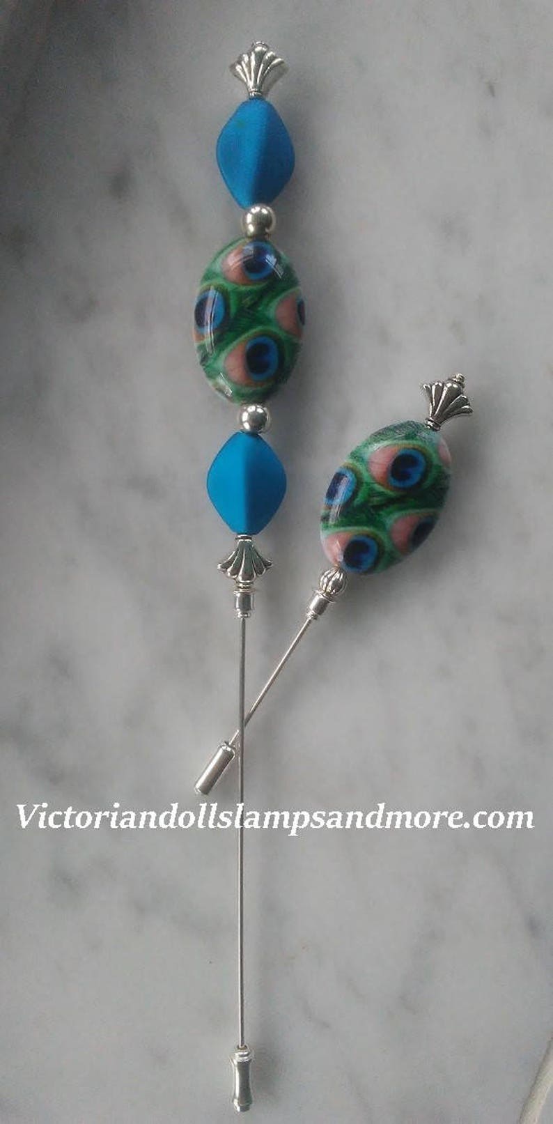 Lapel Pin 3 Inch Oval Resin Peacock Bead and Silver Like - Etsy