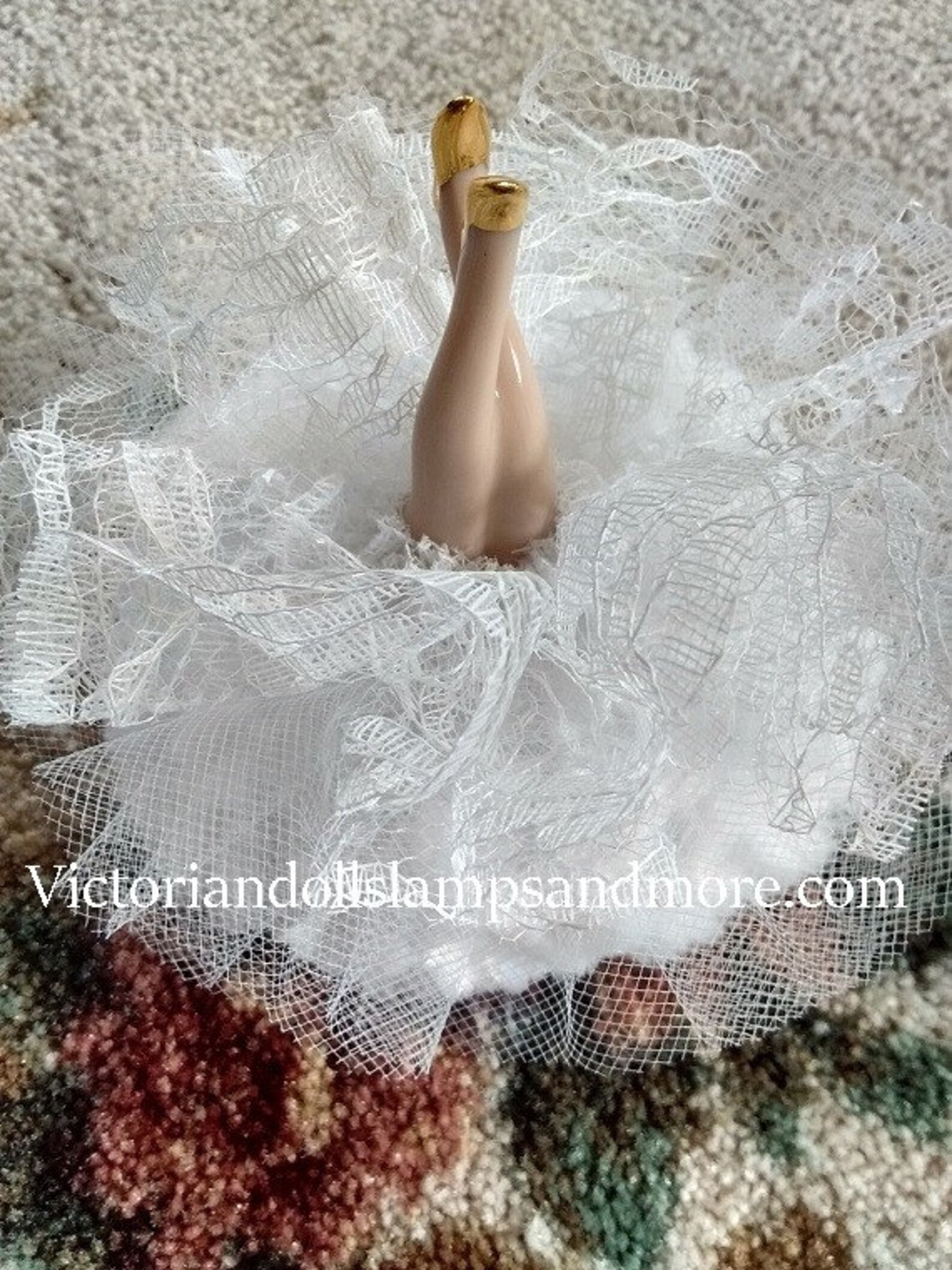 Powder Puff White With Porcelain Legs and Gold Shoes With | Etsy