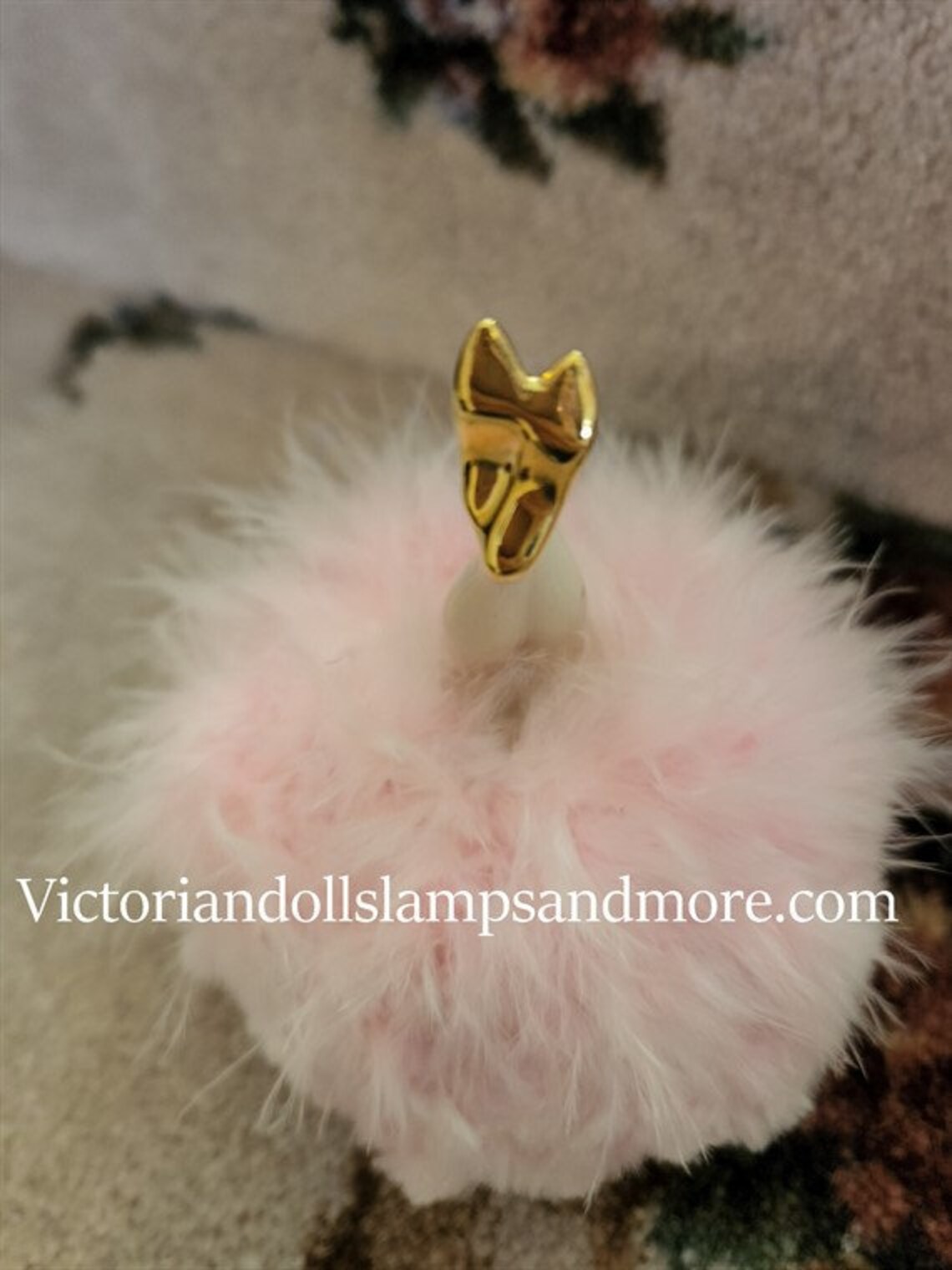 Powder Puff Pink With Porcelain Legs With Pink Rose Decal Gold - Etsy