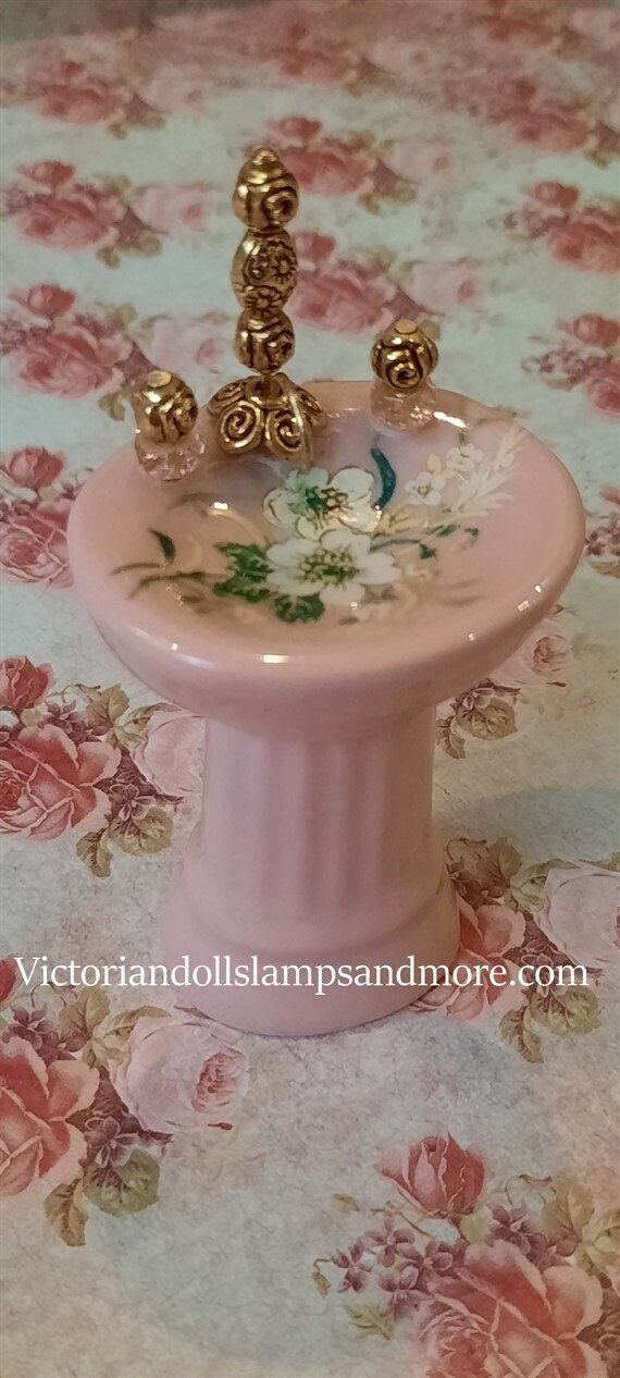 Miniature Victorian Pink Porcelain Sink With Gold Like Faucet - Etsy