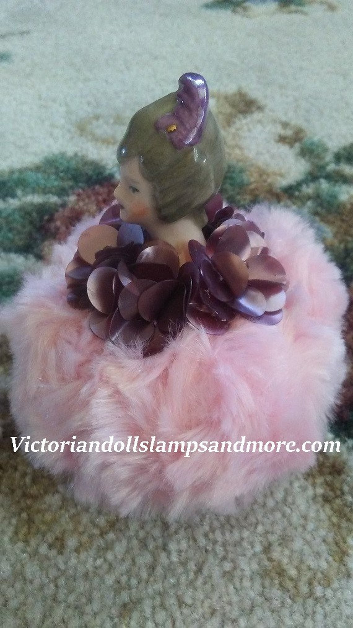 Powder Puff Pink NEW Tiny With Porcelain Lovely Doll Head and Acrylic ...