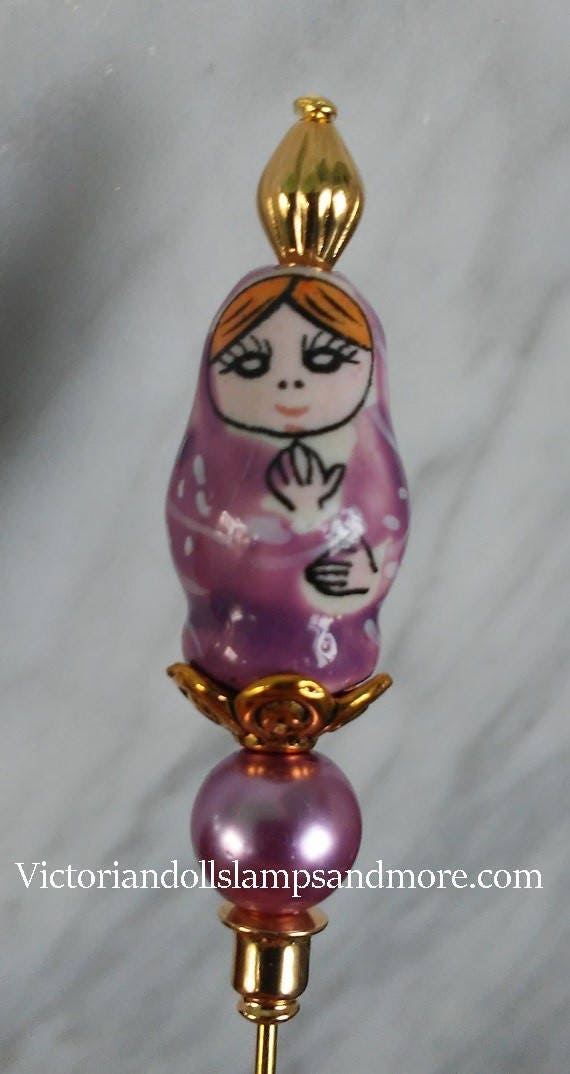 Lapel Pin or Hat Pin 3 Inch Gold Like With a Tiny Purple Russian ...