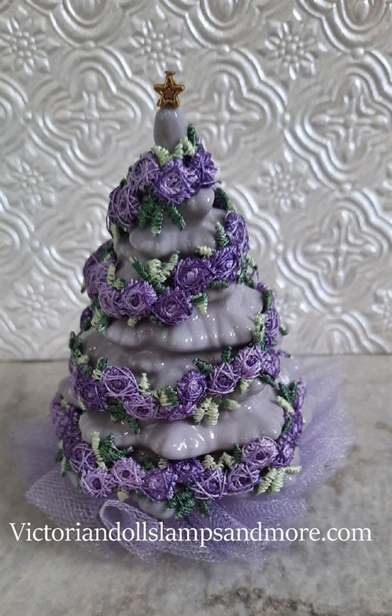 Miniature Lavender Christmas Tree With Gold Like Star, Tulle, Lavender ...