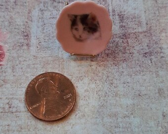 Miniature Calico Cat Plate With Holder for Your Doll House - Etsy