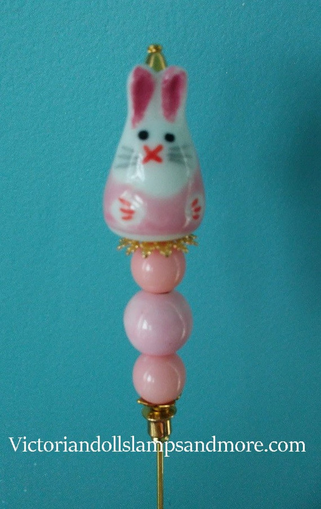 Hat Pin for Spring Pink Bunny 6 Inches Gold Like Color With Gold Like ...