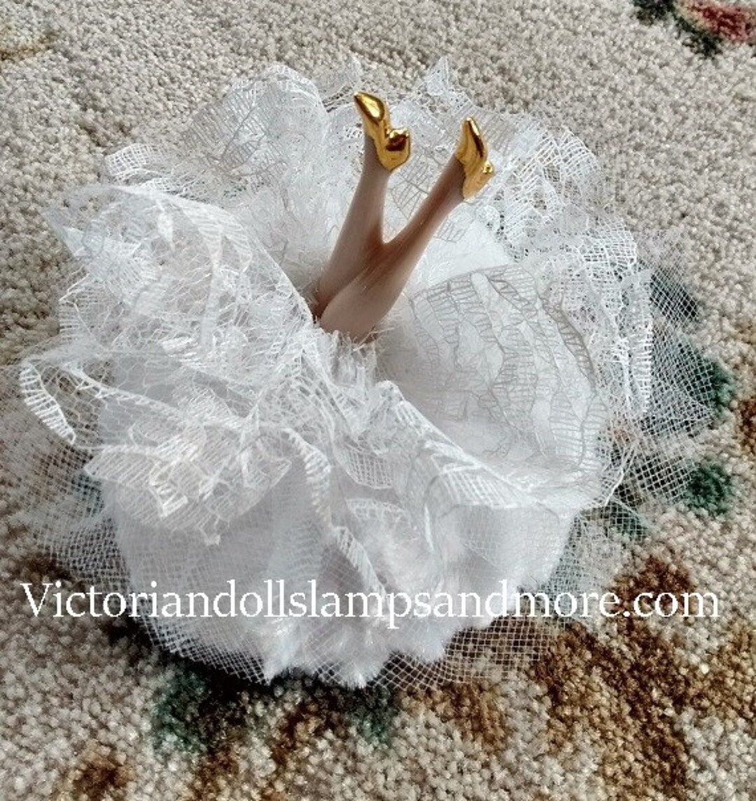 Powder Puff White With Porcelain Legs and Gold Shoes With White Lace ...