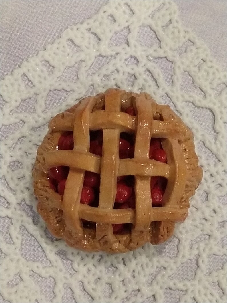 Miniature Cherry Clay Pie With White Vinyl Doily - Etsy