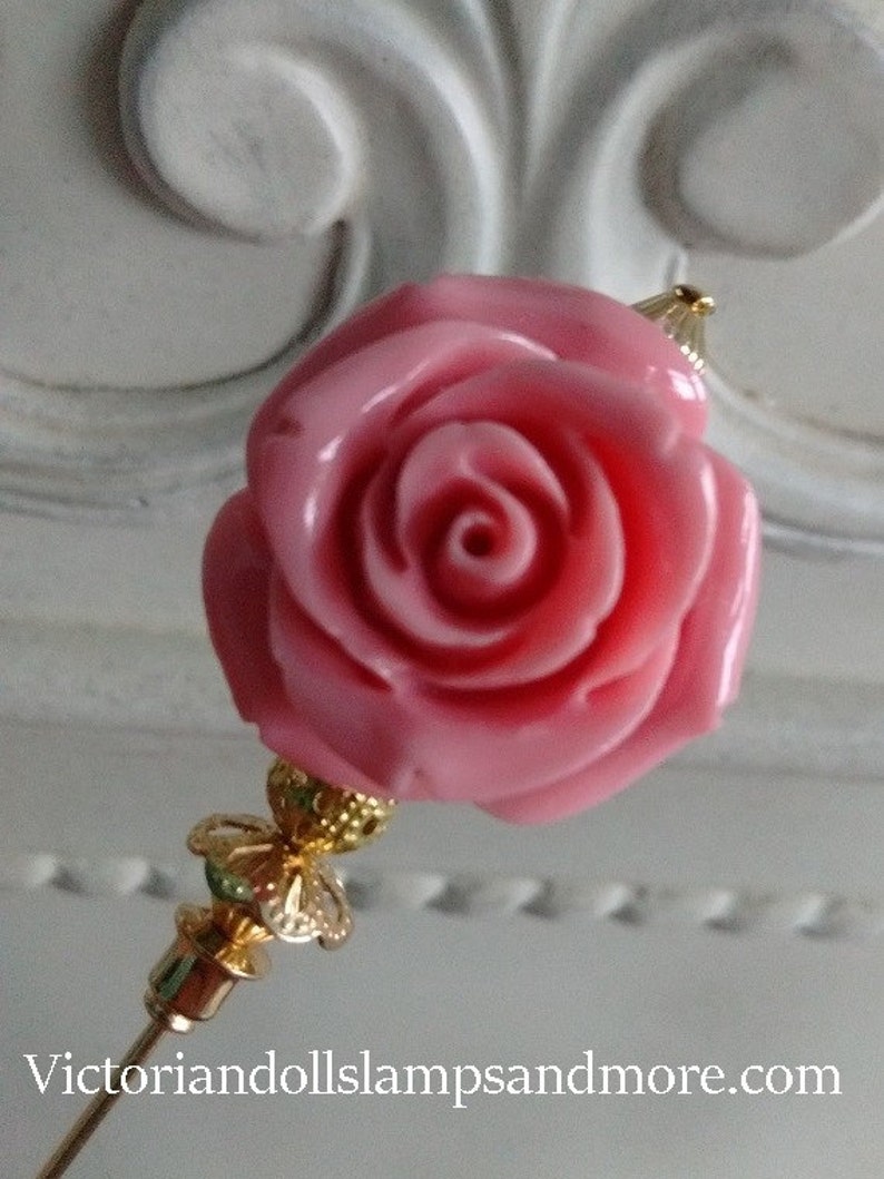 Lapel Pin for Mother Day 3 Inch Corsage Pin With Coral Flower With Gold ...