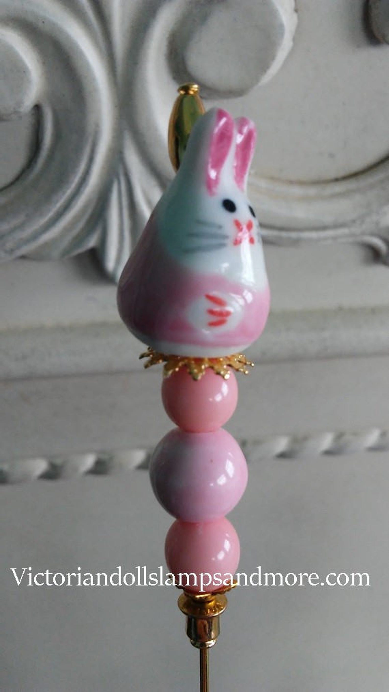 Hat Pin for Spring Pink Bunny 6 Inches Gold Like Color With Gold Like ...