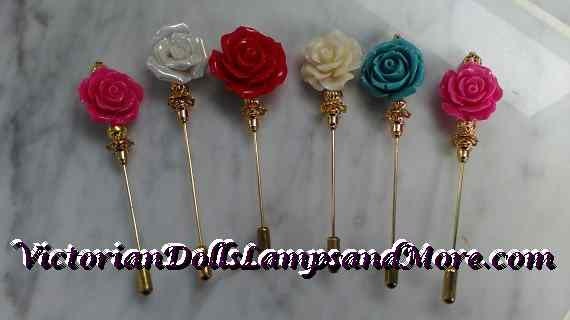 Lapel Pin for Mother Day 3 Inch Corsage Pin With Pink Flower With Gold ...