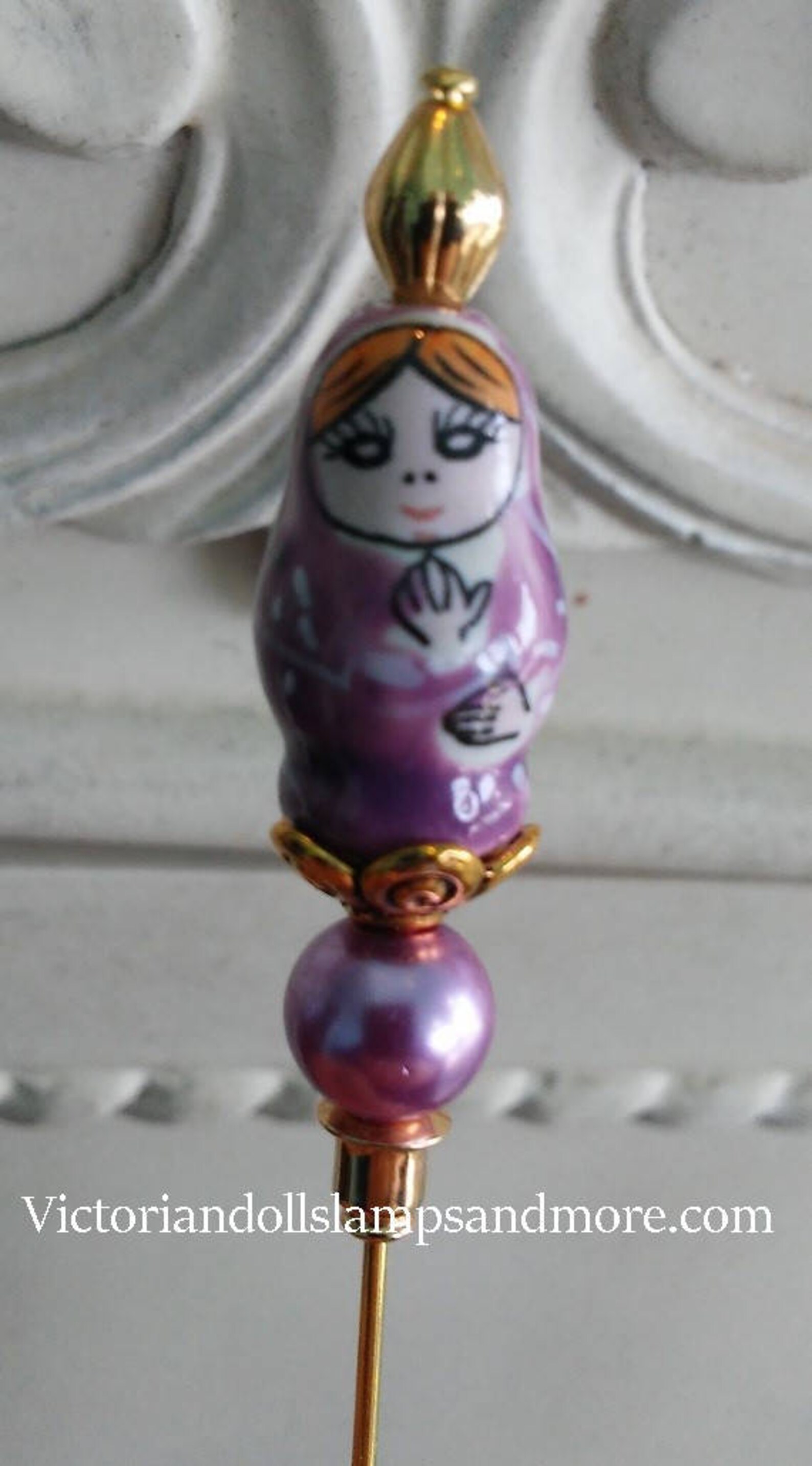 Lapel Pin or Hat Pin 3 Inch Gold Like With a Tiny Purple Russian ...