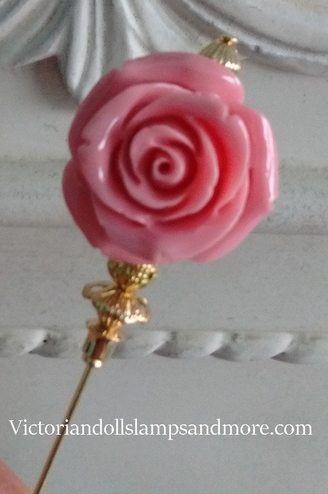 Lapel Pin for Mother Day 3 Inch Corsage Pin With Coral Flower With Gold ...