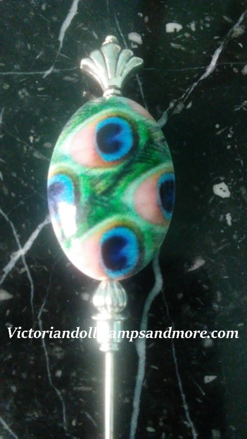 Lapel Pin 3 Inch Oval Resin Peacock Bead and Silver Like - Etsy