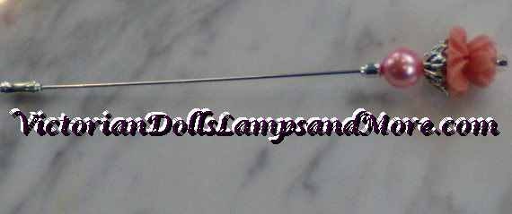 Hat Pin 5 Inch Silver With Peach Rose With Silver Finding and - Etsy