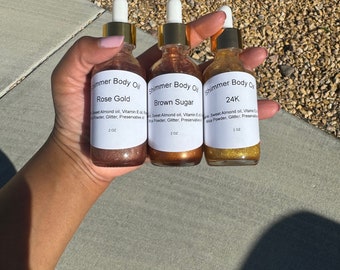 Scented Body Shimmer Oil /body Glow Oil/sparkly Oil/body Oil Glitter ...
