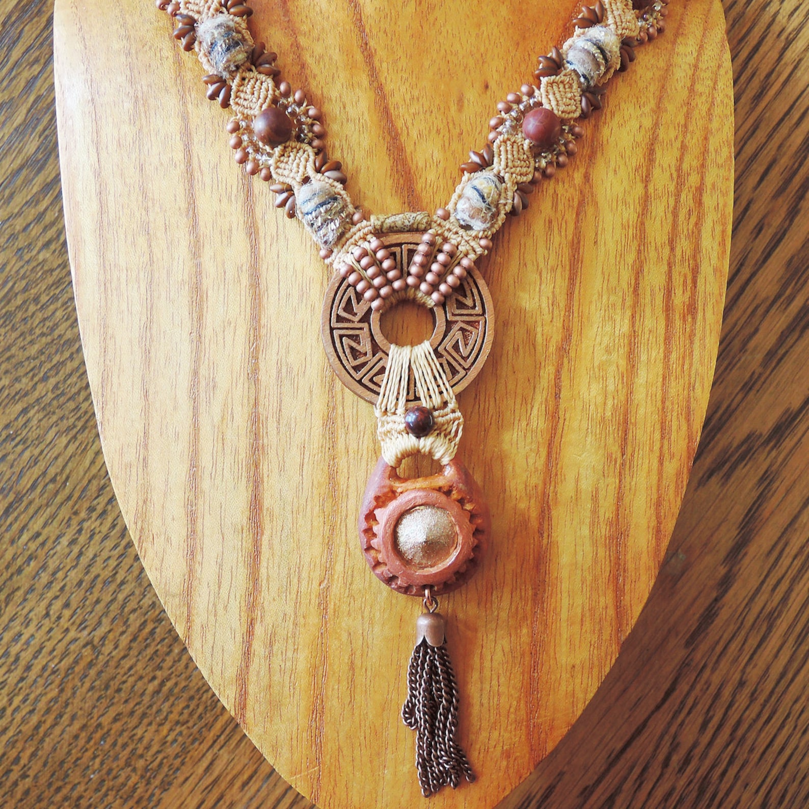 Avocado Seed Boho Chic Micro Macrame Necklace - Etsy