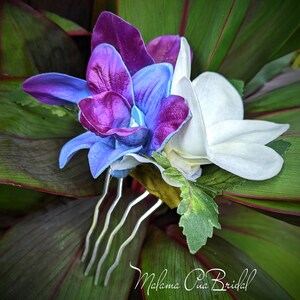 Galaxy Orchid & Plumeria, Tropical Hair Flower Comb, Wedding Hair ...