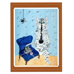 Music Cat Art Prints and Note Cards, Gifts for Clarinet Players and ...