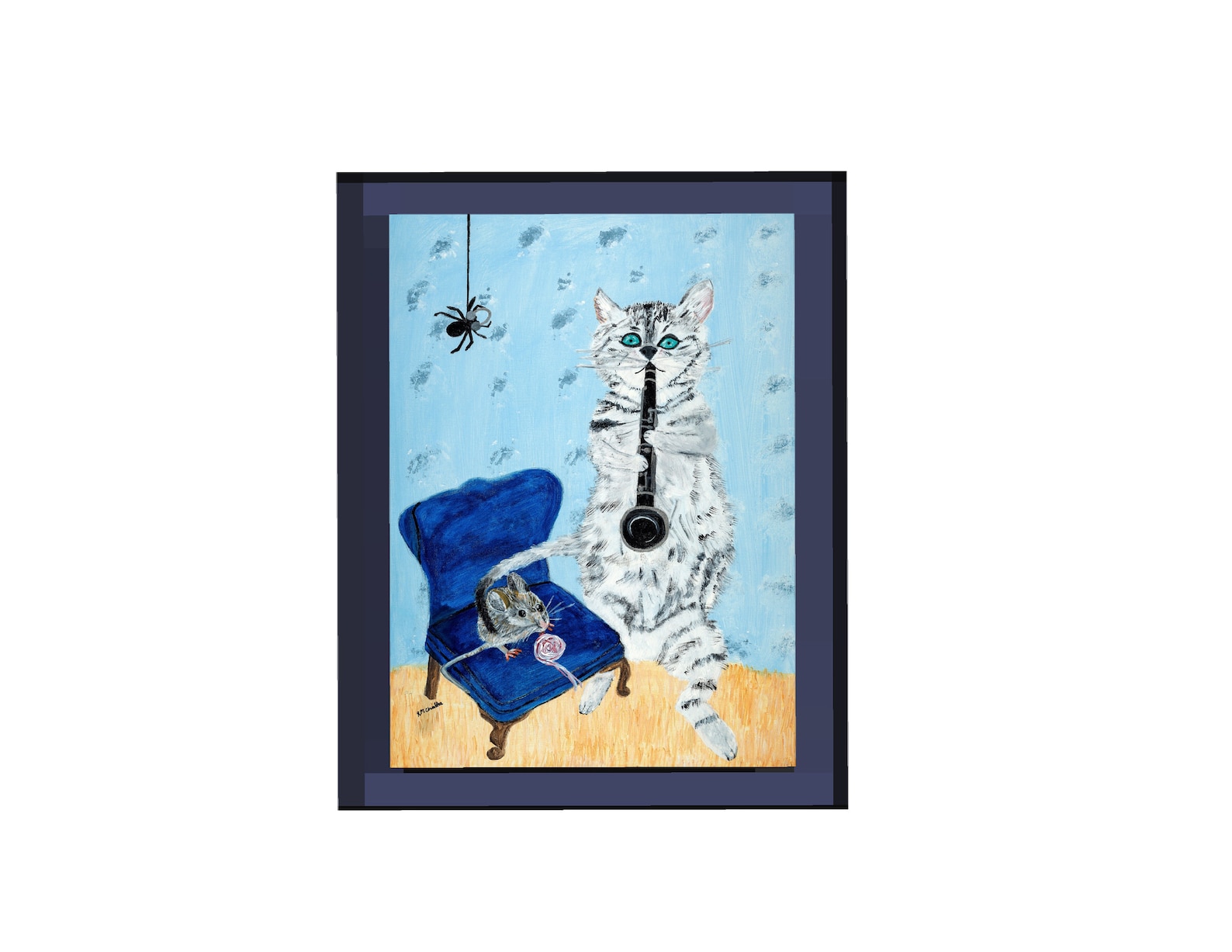 Music Cat Art Prints and Note Cards, Gifts for Clarinet Players and ...