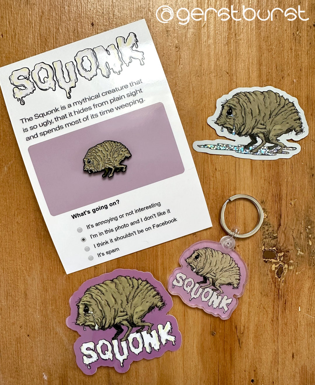Squonk Lovers Variety Pack: Includes 1 Enamel Pin, 1 Keychain and 2 ...