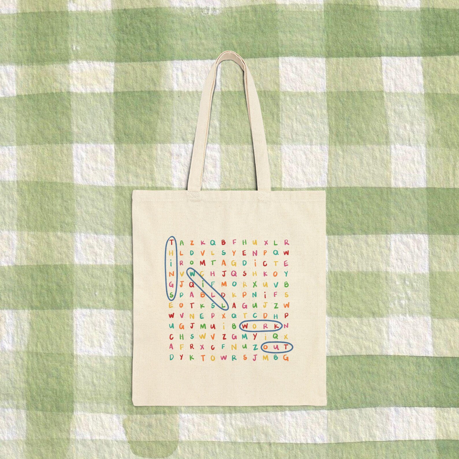 Custom Rainbow Word Search Tote Bag, Canvas Bag for Puzzle Lovers ...