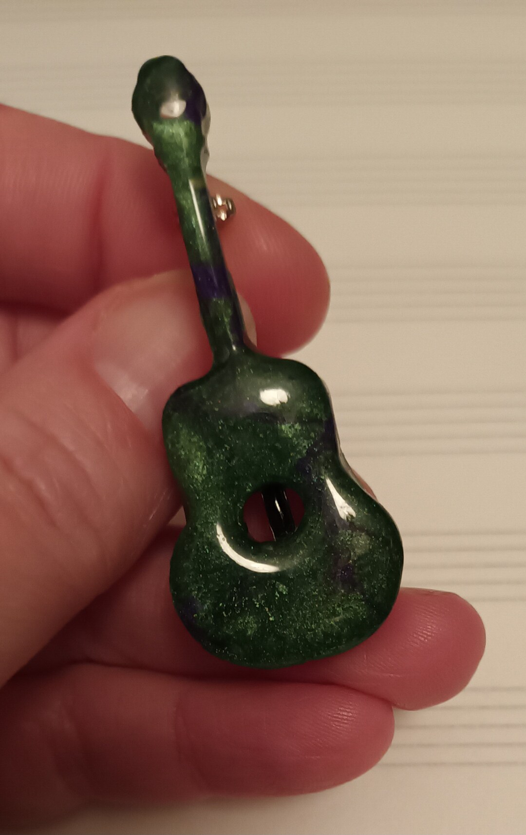 UKULELE Uke BROOCH Badge Pin Forest Green With Subtle Purple Marble ...