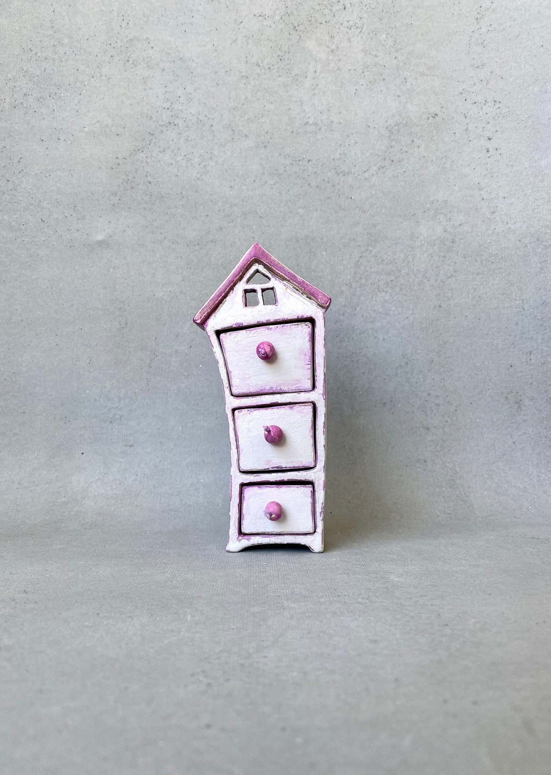 Handmade Ceramic House Jewelry Box: Small Treasuries With Mini Drawers ...