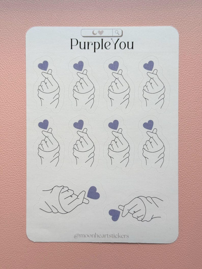 Purple You Finger Heart Sticker - Etsy